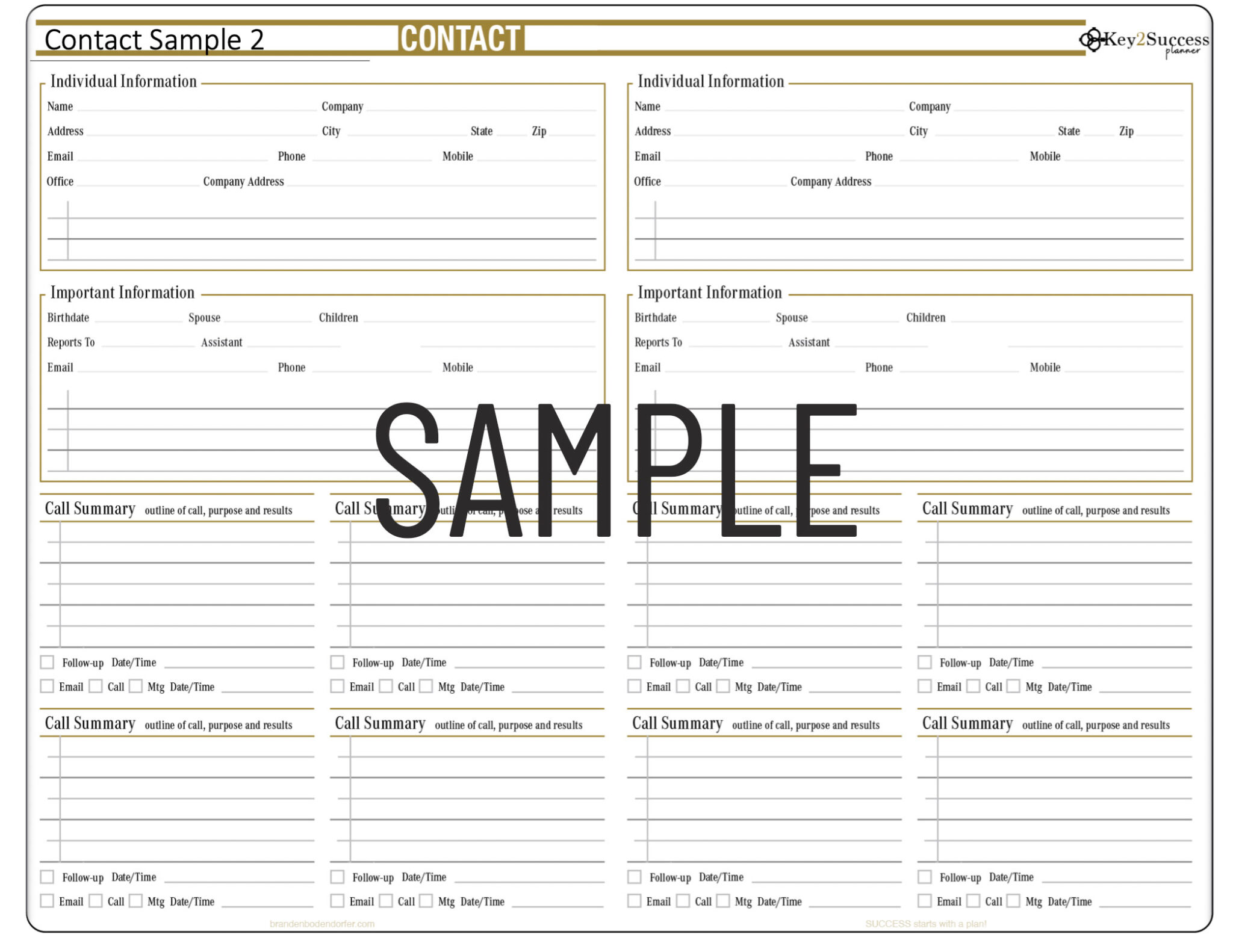 Tile Contact List for Digital Planners